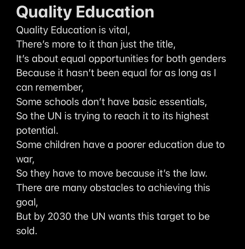 I got inspired to write this poem because of SDG 4 and to sum up the ...